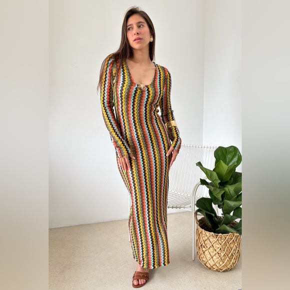 Dresses | Nwt Boutique Multicolor Striped Knit Cover Up Resort Wear ...